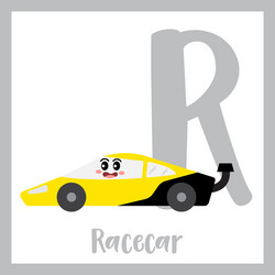 Letter r tracing racing car Royalty Free Vector Image