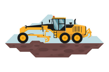 Motor grader silhouette heavy machinery for Vector Image