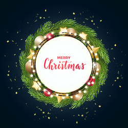 Round christmas design with light bulb garland Vector Image