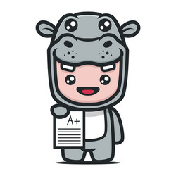 Cute hippo mascot for school and education design Vector Image