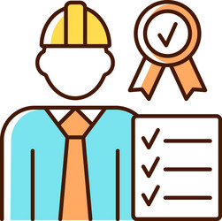 Quality control manager rgb linear icon Royalty Free Vector