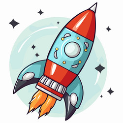 Rocket - cute style Royalty Free Vector Image - VectorStock
