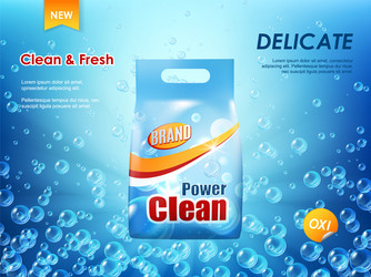 Washing powder ad realistic Royalty Free Vector Image