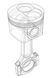 Sketch of piston rendering 3d Royalty Free Vector Image
