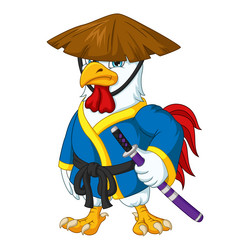 Cartoon samurai duck holding a sword Royalty Free Vector