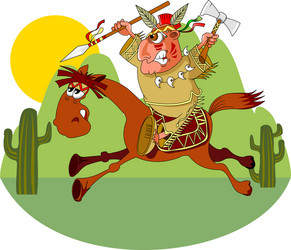 Funny man indian tribal cartoon posing Royalty Free Vector