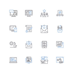 Initiative kick-off line icons collection launch Vector Image