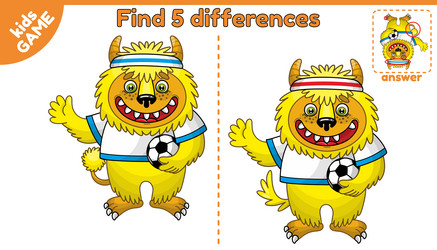 Game find differences cartoon monster-4 Royalty Free Vector