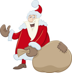 Santa carrying sack cartoon Royalty Free Vector Image
