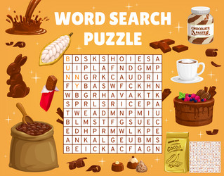 Word search puzzle game cartoon drink and cocktail