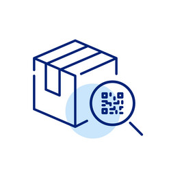 Parcel delivery with qr-code scan with magnifying Vector Image