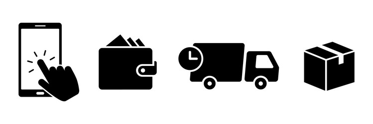 Click and collect order icons set online Vector Image