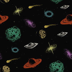 Space hand drawn color seamless pattern Royalty Free Vector