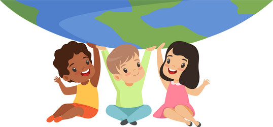 Multicultural little kids standing together Vector Image