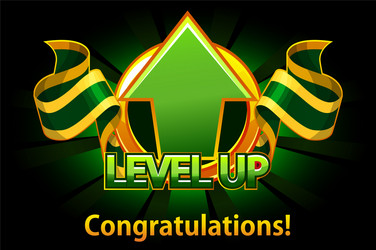 Level up banner with green ribbon and text Vector Image