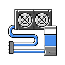 Liquid cooling gaming pc isometric icon Royalty Free Vector