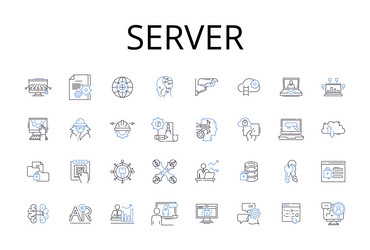 Server line icons collection host node machine Vector Image