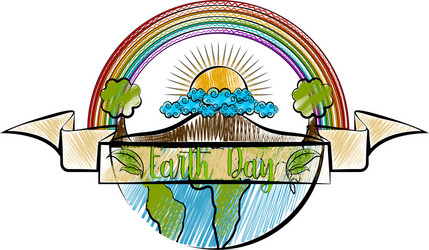 Sketch of an earth day label Royalty Free Vector Image