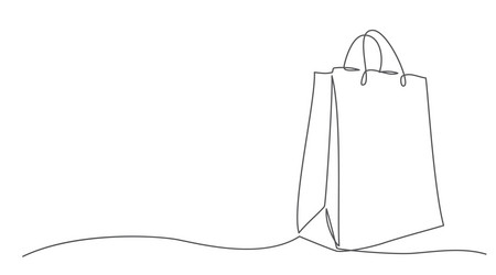 Shopping one line drawing isolated on white Vector Image