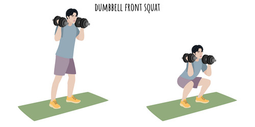 Asian young man dumbbell front squat exercise Vector Image