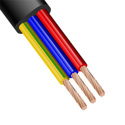 Flexible 3-wire electrical copper cable isolated Vector Image