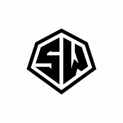 Sw monogram logo with diamond shape and ring Vector Image