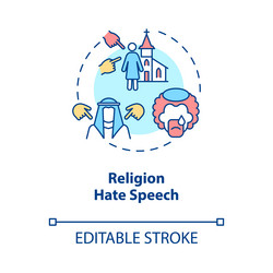 Religion hate speech blue concept icon Royalty Free Vector