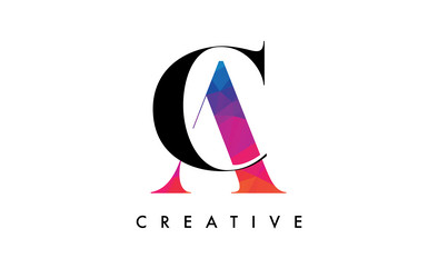 Ca letter design with creative cut and colorful Vector Image