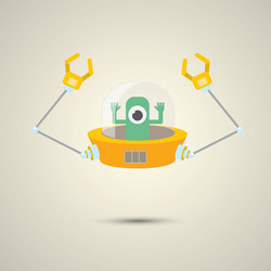 Alien spaceship orange in space Royalty Free Vector Image