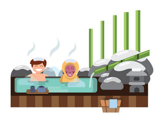 Hot spring objects icons set Royalty Free Vector Image
