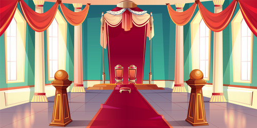 King and queen interior medieval royal palace Vector Image