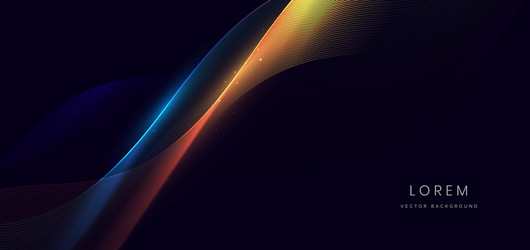 Abstract blue and gold wave lines glowing on Vector Image