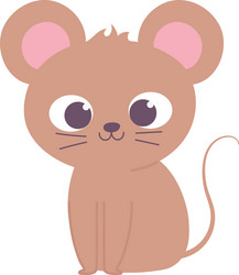 Small fluffy cute cartoon mouse Royalty Free Vector Image