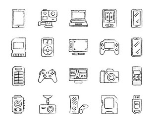 Joystick Set Doodles Vector Images (over 200)