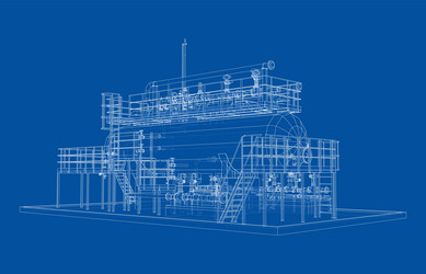 Industrial tank with valves rendered of 3d Vector Image