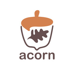 Acorn logo template design with leaves with Vector Image