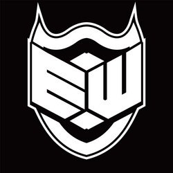 Ew logo monogram with sword and shield Royalty Free Vector