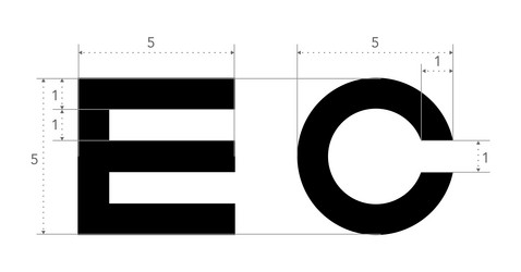 Snellen e and the landolt c symbols eye test chart