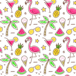 Cute hippie seamless pattern Royalty Free Vector Image