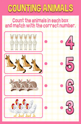 Counting activity with cute animals Royalty Free Vector