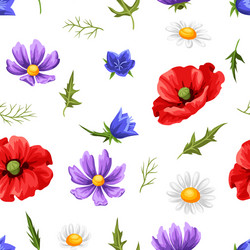 Seamless pattern with summer flowers Royalty Free Vector