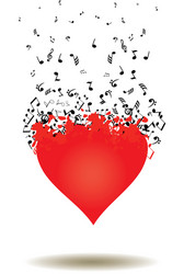 Happy valentines day card with heart music notes Vector Image