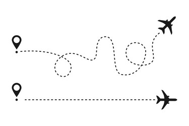 Airplane line route path plane track Royalty Free Vector