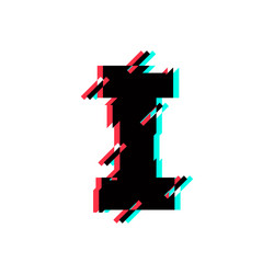 Logo letter v glitch distortion Royalty Free Vector Image