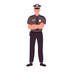 Confused standing policeman Royalty Free Vector Image