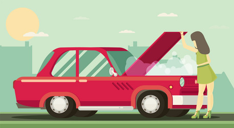 Cartoon girl sitting in a car behind wheel Vector Image