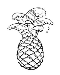 Cute black and white pineapple with sunglasses Vector Image