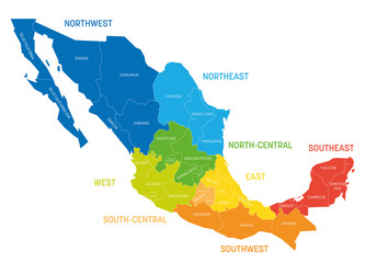 States mexico map Royalty Free Vector Image - VectorStock
