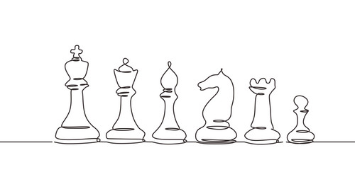 Continuous one line drawing of a king chess sport Vector Image