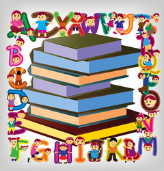 Alphabet from stacks of multi colored books Vector Image